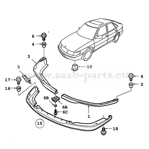 Spoiler vorne: Saab parts 900 Typ 2 ( 1994-1998 )Karosserie Spoiler ...